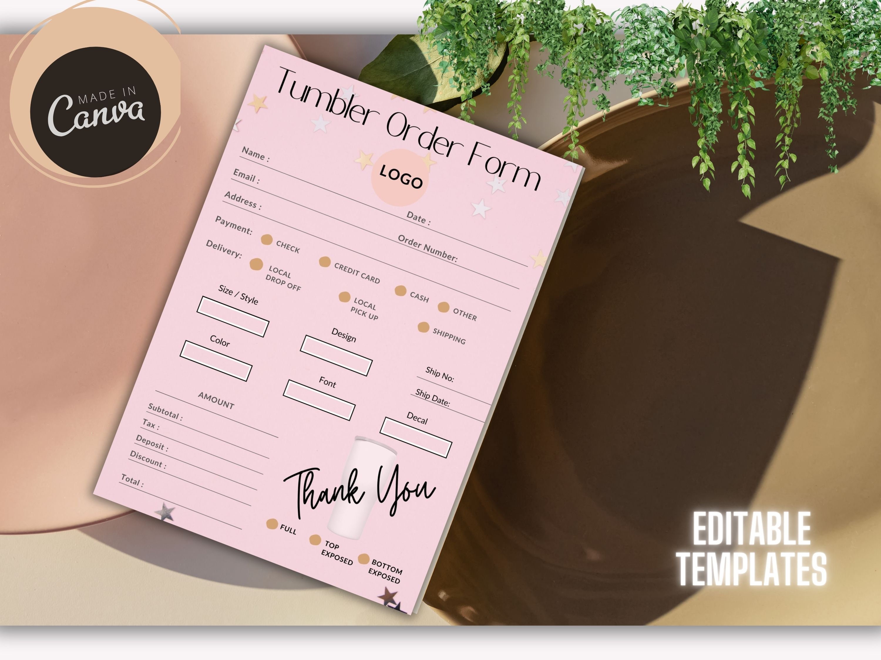 Editable Tumbler Order Form Tumbler Order Sheet Tumbler Sale Tracker ...