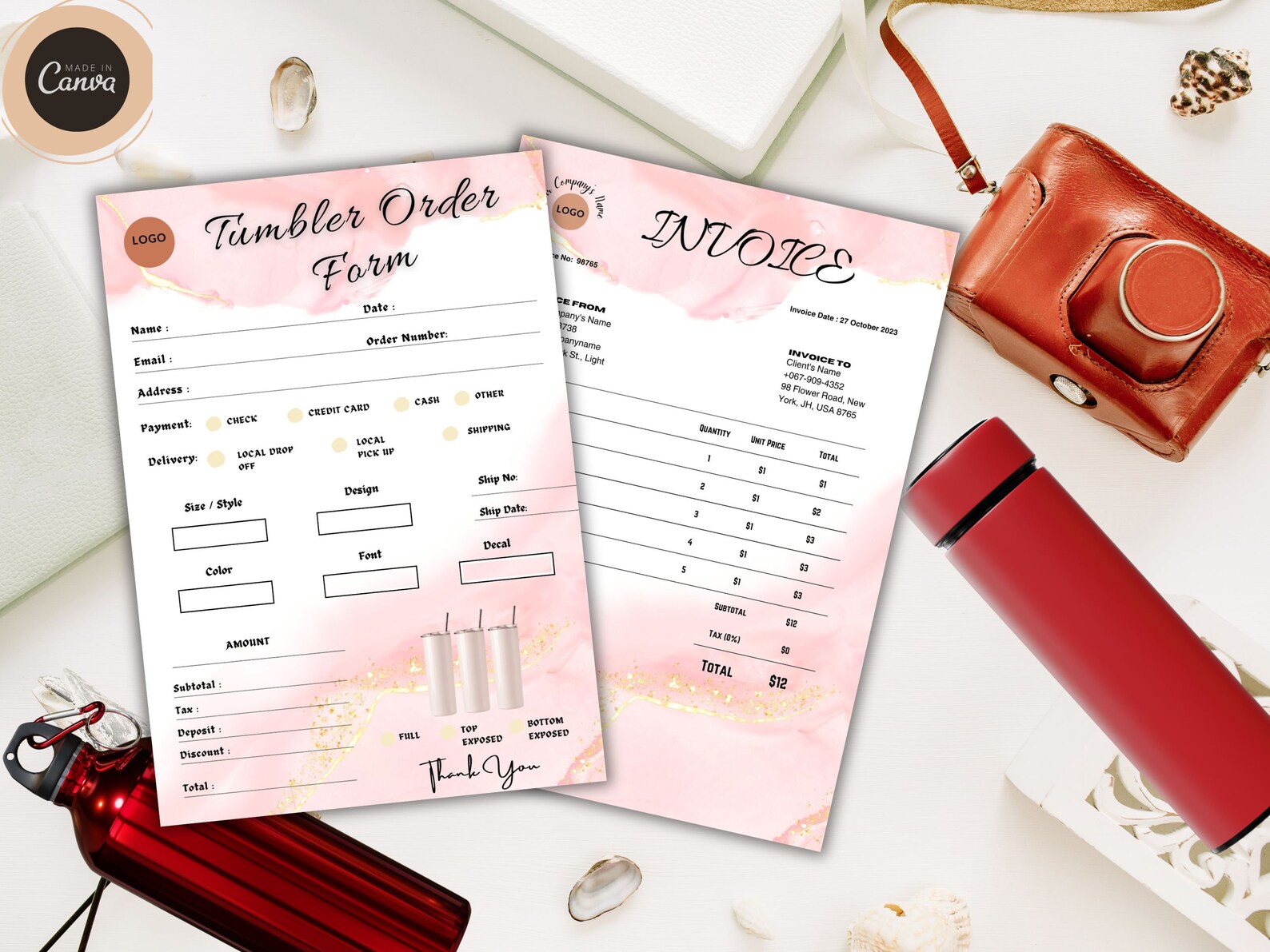 Tumbler Order Form Tumbler Invoice Cup Order Form Sublimation Tumbler ...