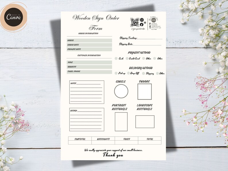 Wooden Sign Order Form Template Printable Craft Sign Order Form ...