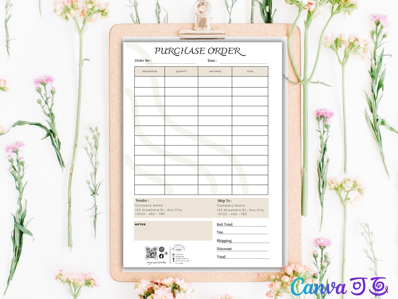 Purchase Order Template Purchase Order Form Editable Template Simple ...