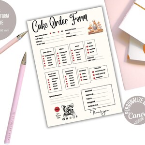 Editable CAKE ORDER FORM, Printable Cake Order Form Template, Baking ...