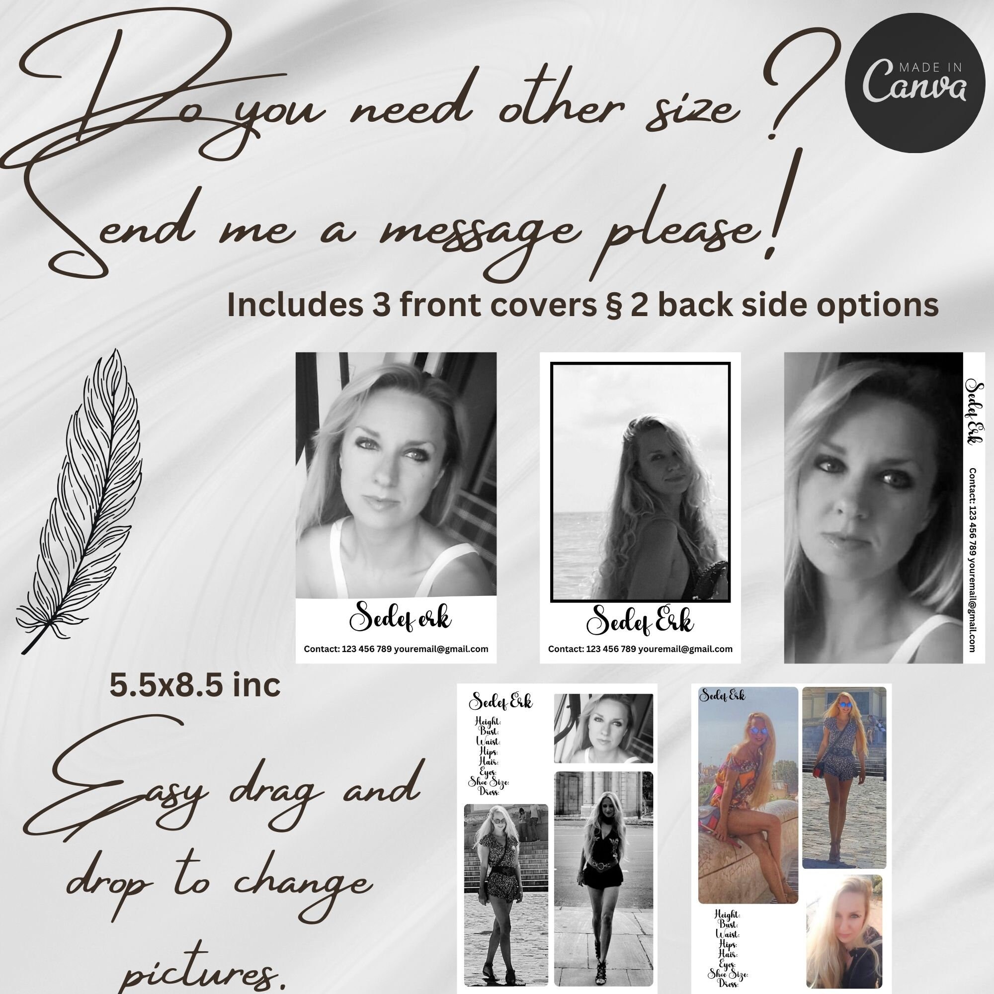 Model Comp Card Template Modeling Comp Card Fashion Resume Photo Card ...