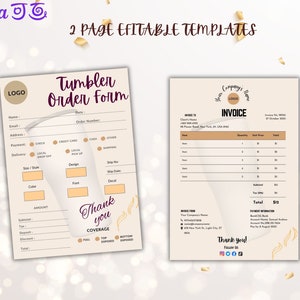 Editable Tumbler Order Formtemplate Tumbler Invoice Custom Tumbler ...