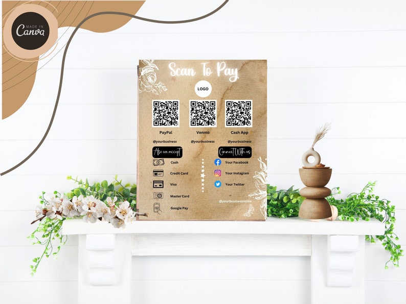 Scan to Pay Template Editable QR Code Sign Printable Payment Sign ...