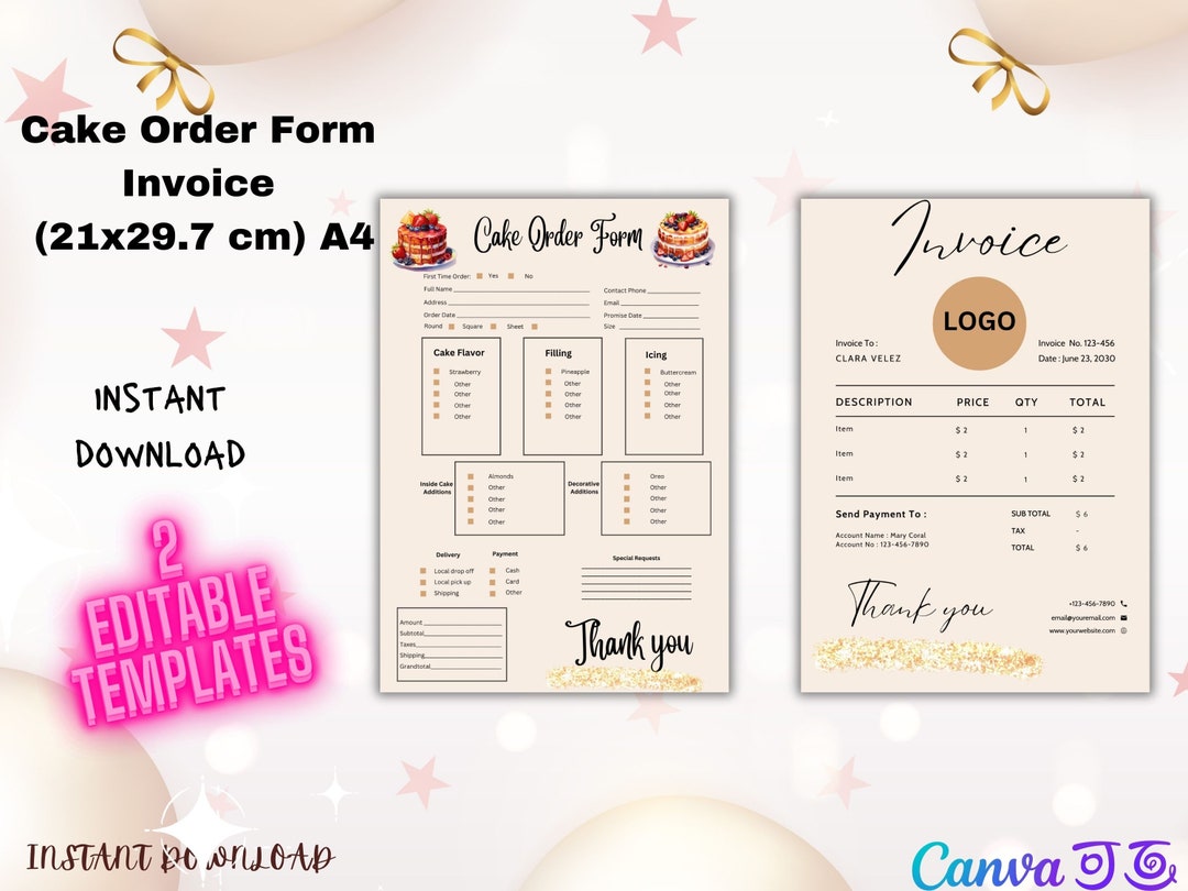 Editable Cake Order Form Invoice Cake Invoice Bakery Order Form ...