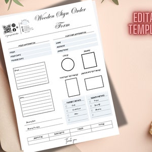 Wooden Sign Order Form Template Printable Craft Sign Order Form ...