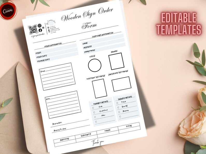 Wooden Sign Order Form Template Printable Craft Sign Order Form ...