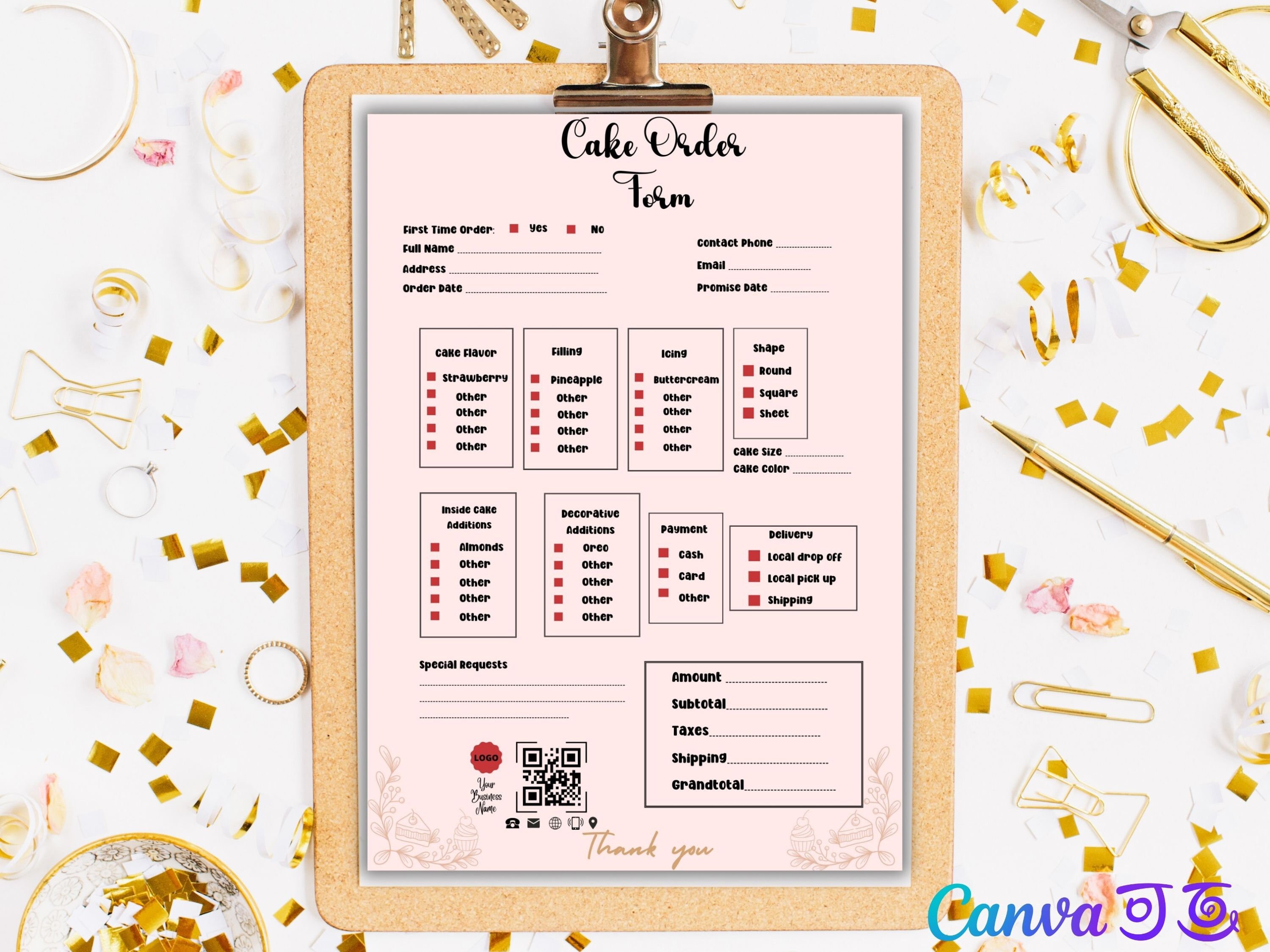 Editable Cake Order Form Template Bakery Order Form Bakery Order Form ...