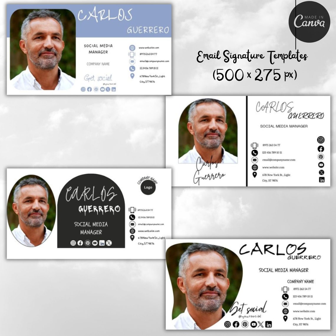 Professional Email Signature Template With Two Different Sizes Email ...