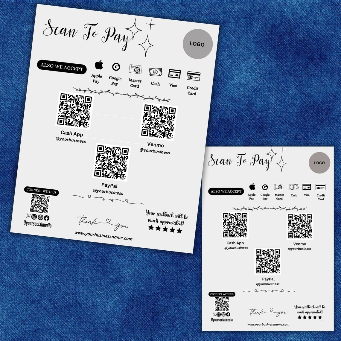Scan to Pay Template QR Code Template Scan to Pay Sign Small - Etsy