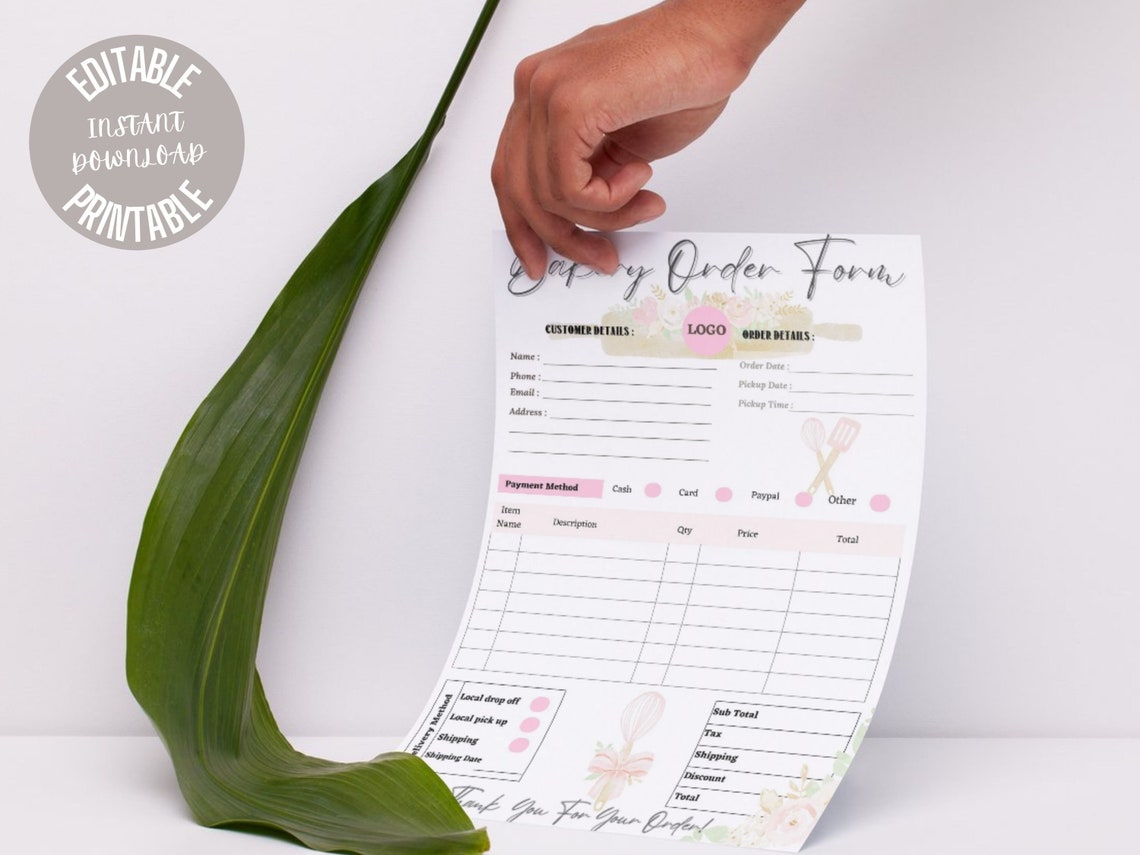 Editable Bakery Order Form Template, Customizable PDF for Cake, Cookie ...