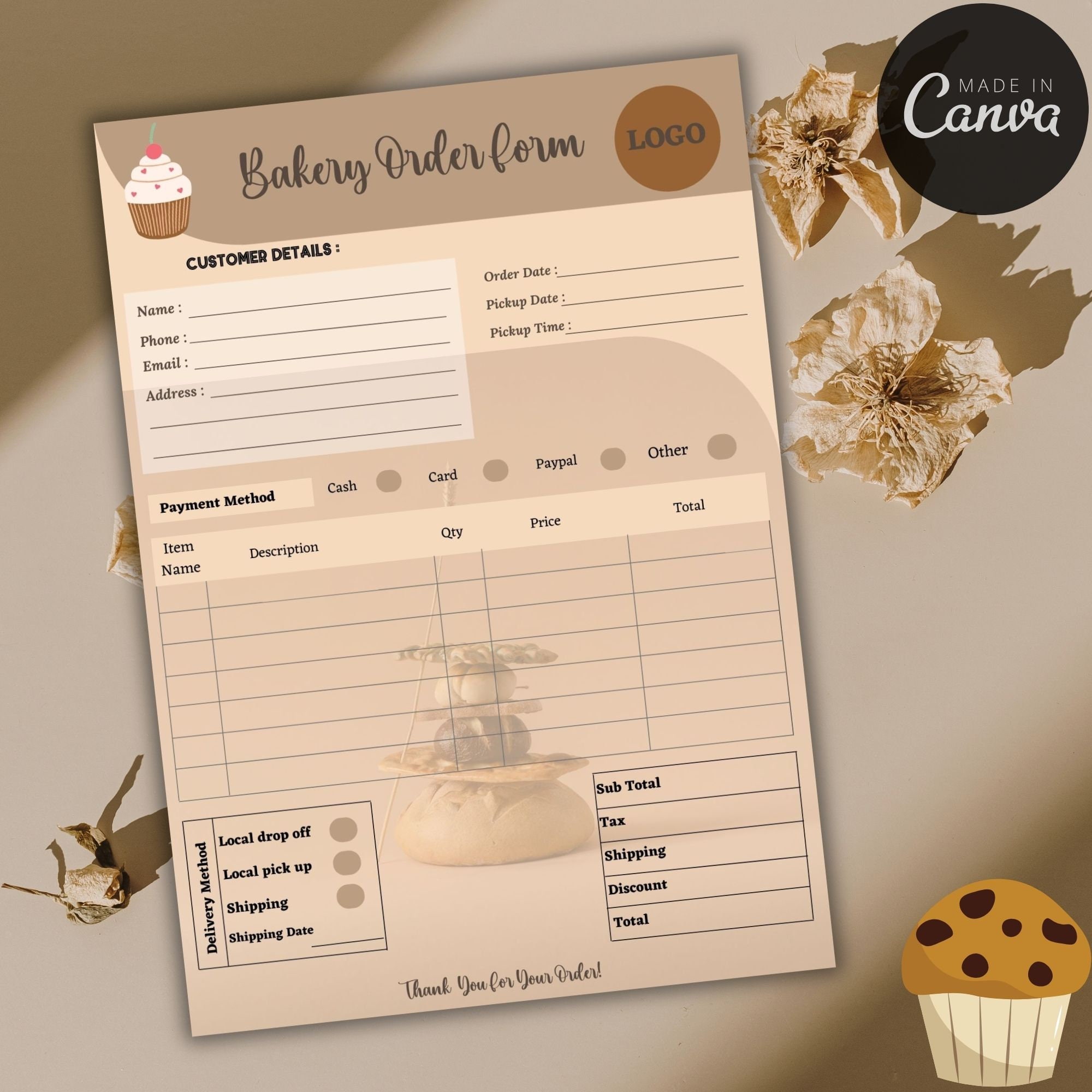 Bakery Order Form Cake Order Form Editable Template Canva Editable ...