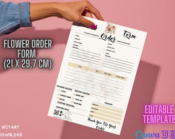 EDITABLE FLORIST ORDER Form Wedding Flowers Printable Flowers Order ...