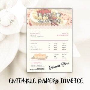 Editable Bakery Invoice Template Cake Invoice Template Custom Invoice ...