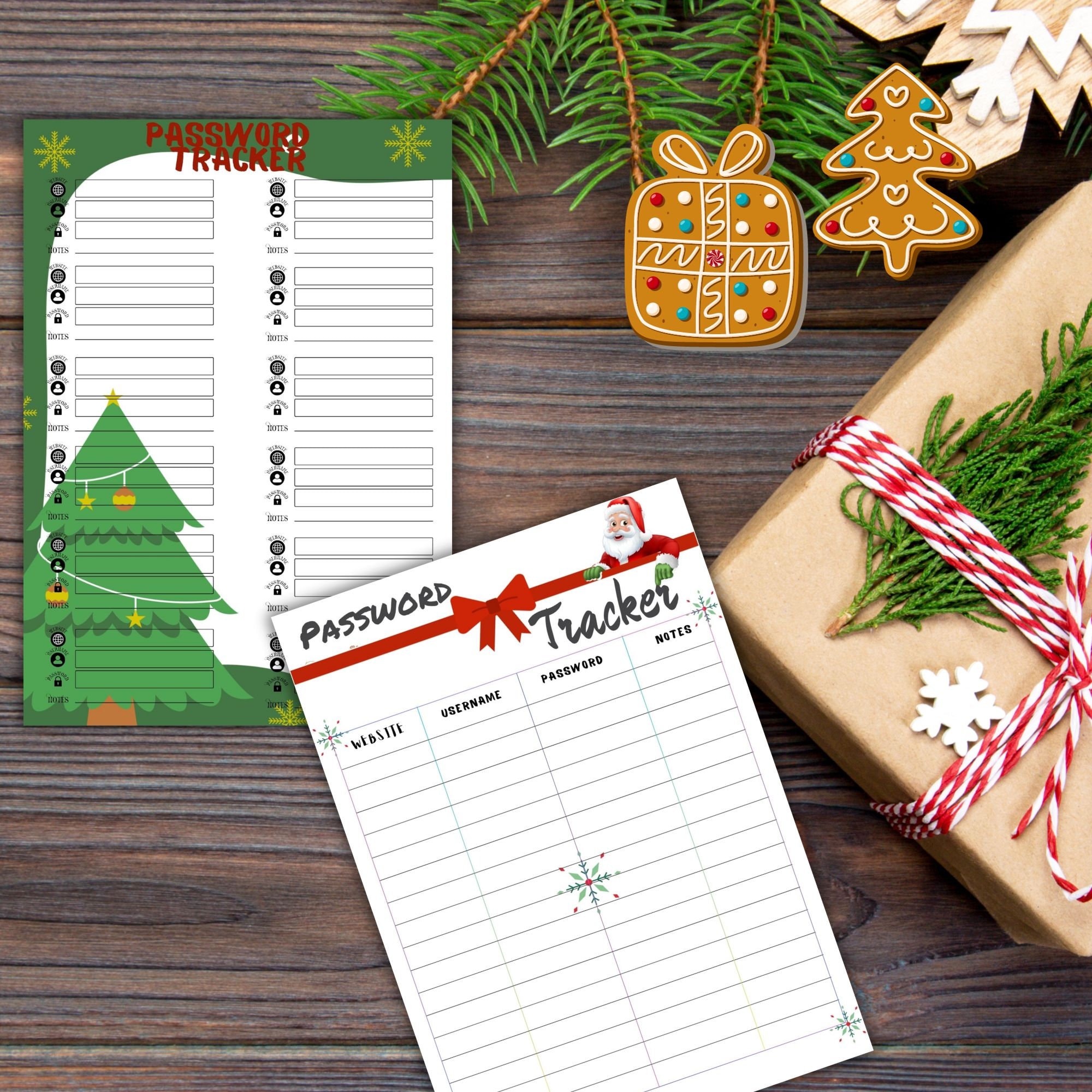 Editable Christmas Fillable Password Tracker BUNDLE, 4 Christmas ...