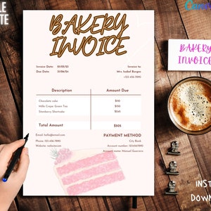 Bakery Invoice Template Receipt Template Business Template Printable ...