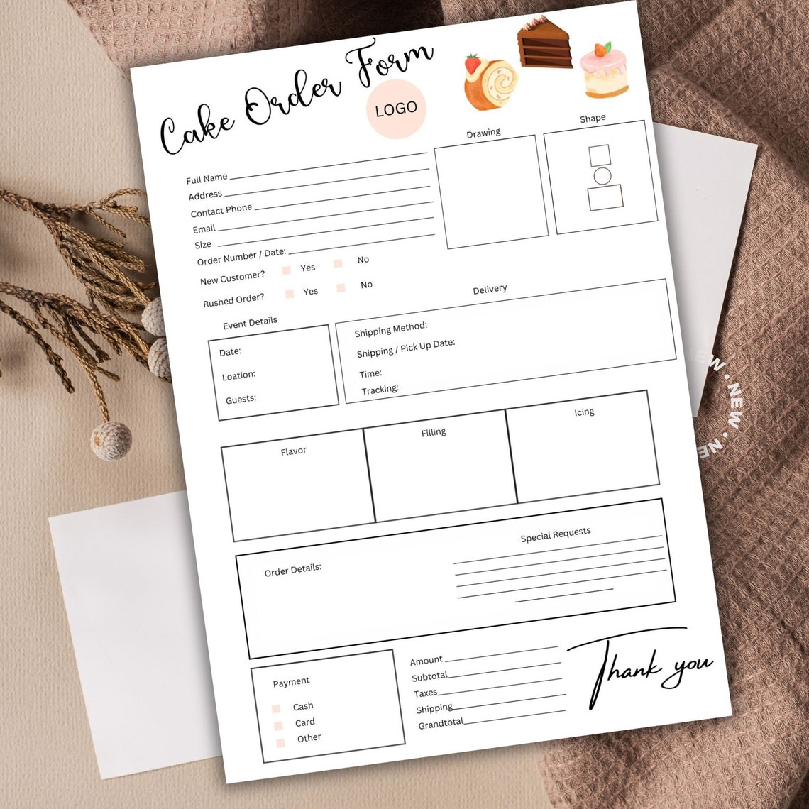 Editable Cake Order Form Template Bakery Order Form Printable Cake ...