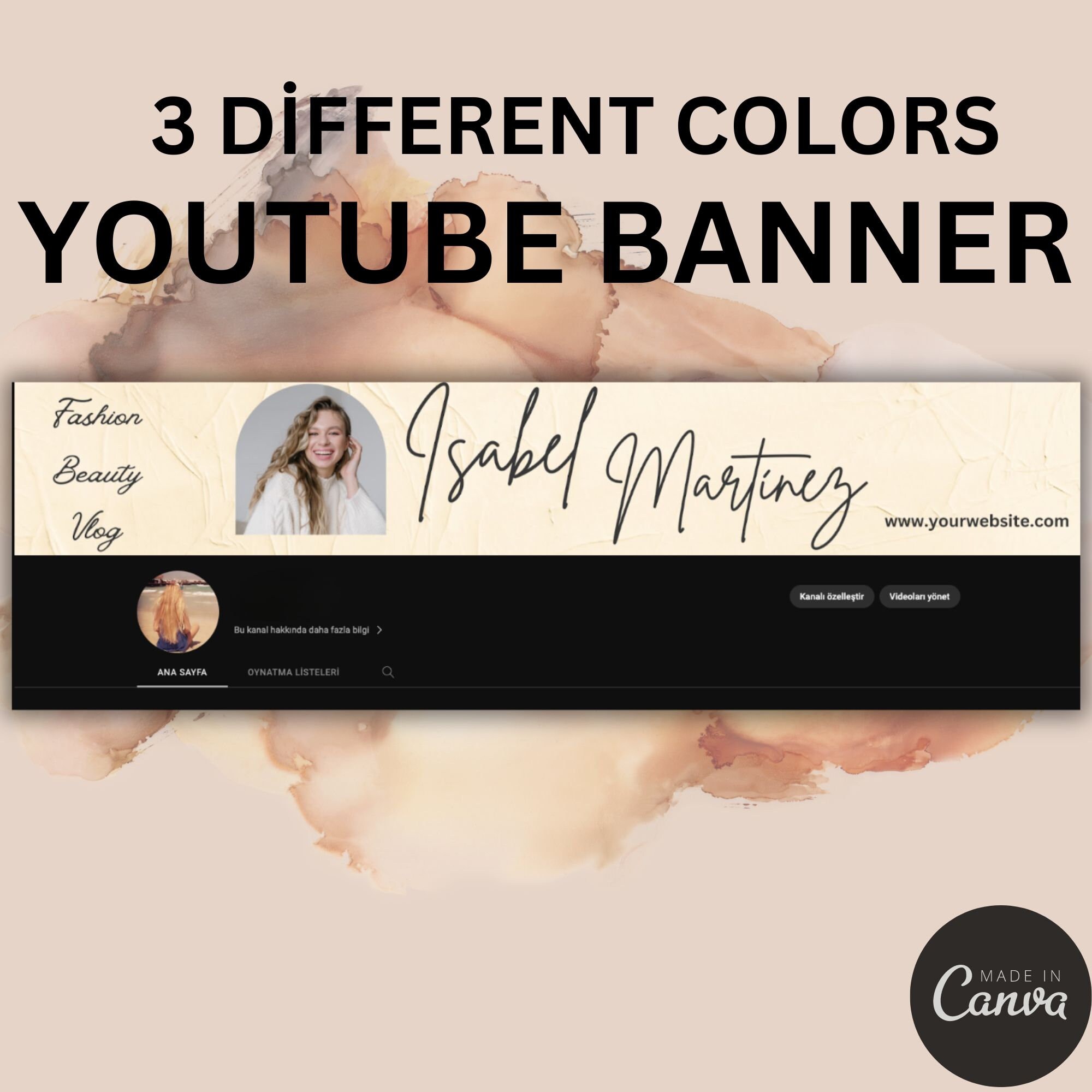 Youtube Banner Template With 3 Colors Youtube Branding Kit - Etsy