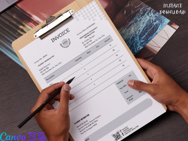 Editable Medical Invoice Template Minimalist Business Invoice Custom ...