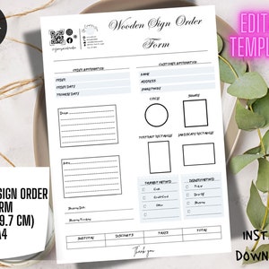Wooden Sign Order Form Template Printable Craft Sign Order Form ...