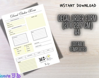Decal Order Form I Editable Canva Template | Vinyl Crafters Order Forms ...