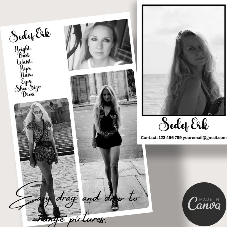 Model Comp Card Template Modeling Comp Card Fashion Resume Photo Card ...