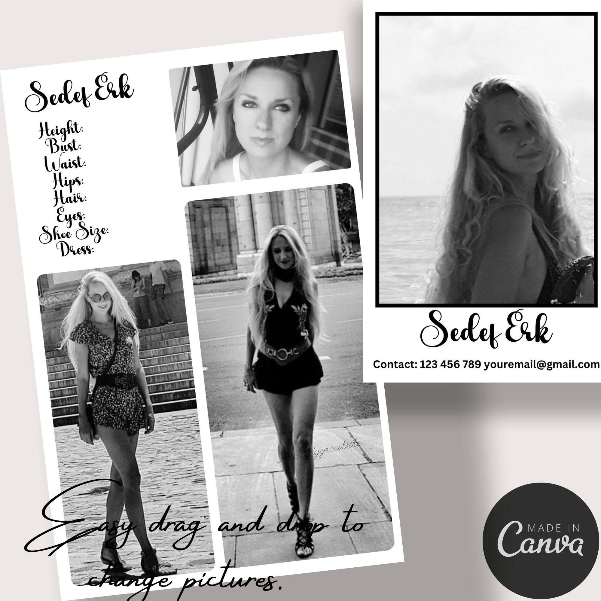 Model Comp Card Template Modeling Comp Card Fashion Resume Photo Card ...