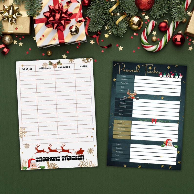 Editable Fillable Christmas Password Tracker BUNDLE, 4 Printable ...