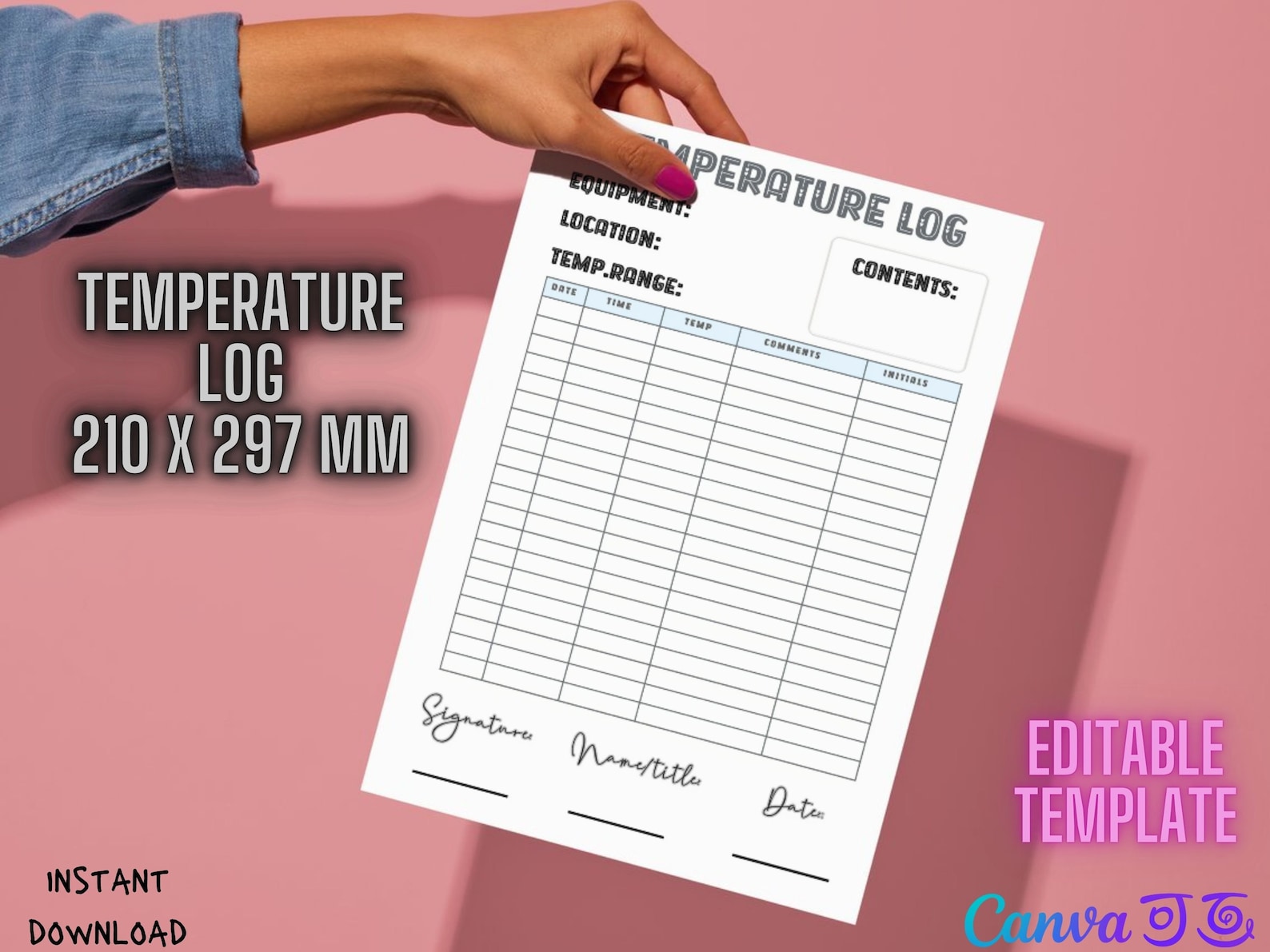 Temperature Log Daily Refrigerator Printable Temperature Check Sheet ...
