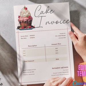 Editable Cake Invoice Template Cake Form Printable Bakery Invoice Small Business Forms ...