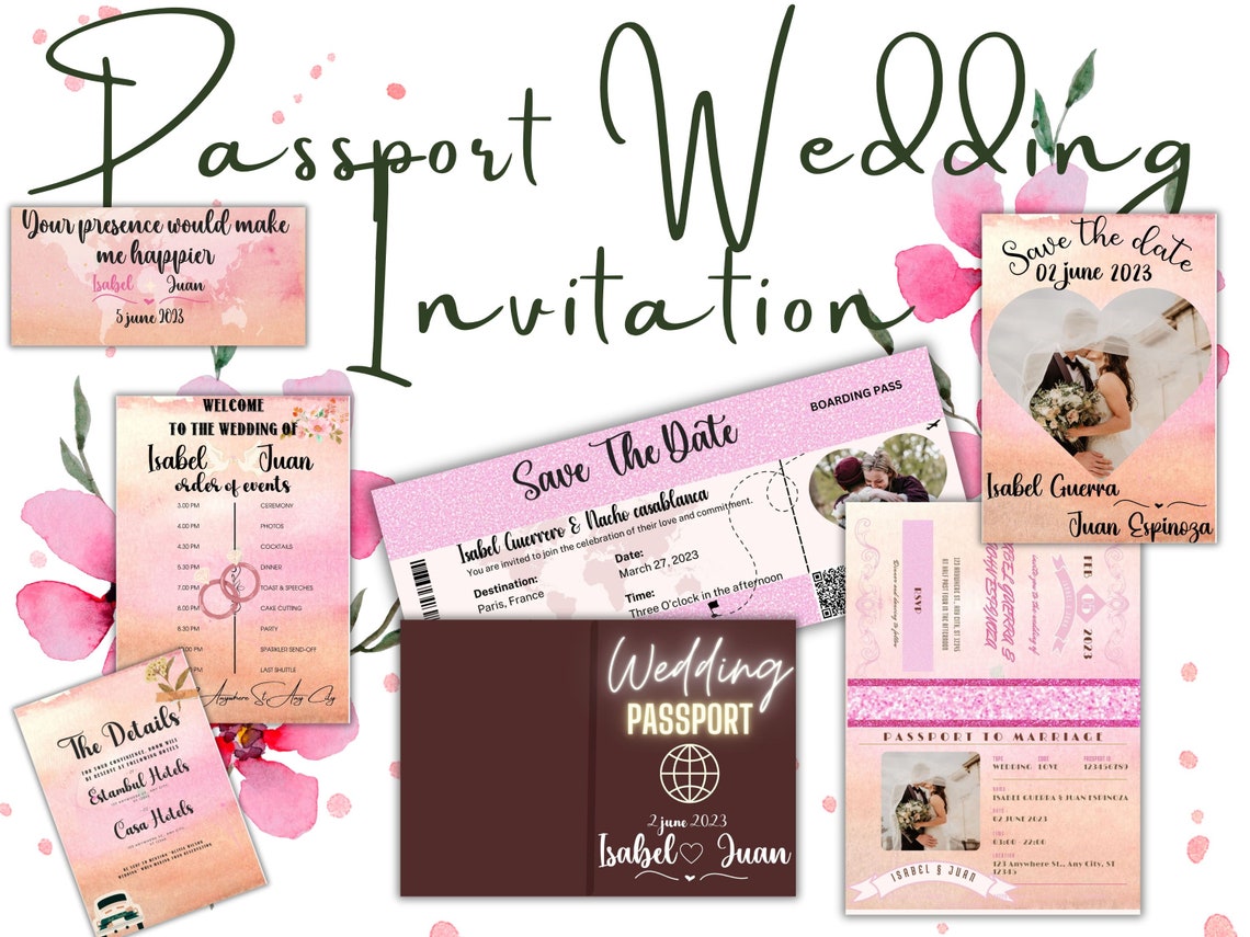 Passport Wedding Invitation Template Boarding Pass Invitation Travel Theme Wedding Wedding ...