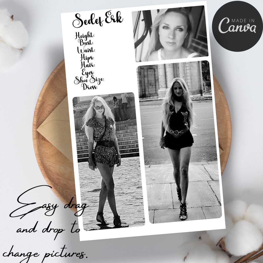 Model Comp Card Template Modeling Comp Card Fashion Resume Photo Card ...