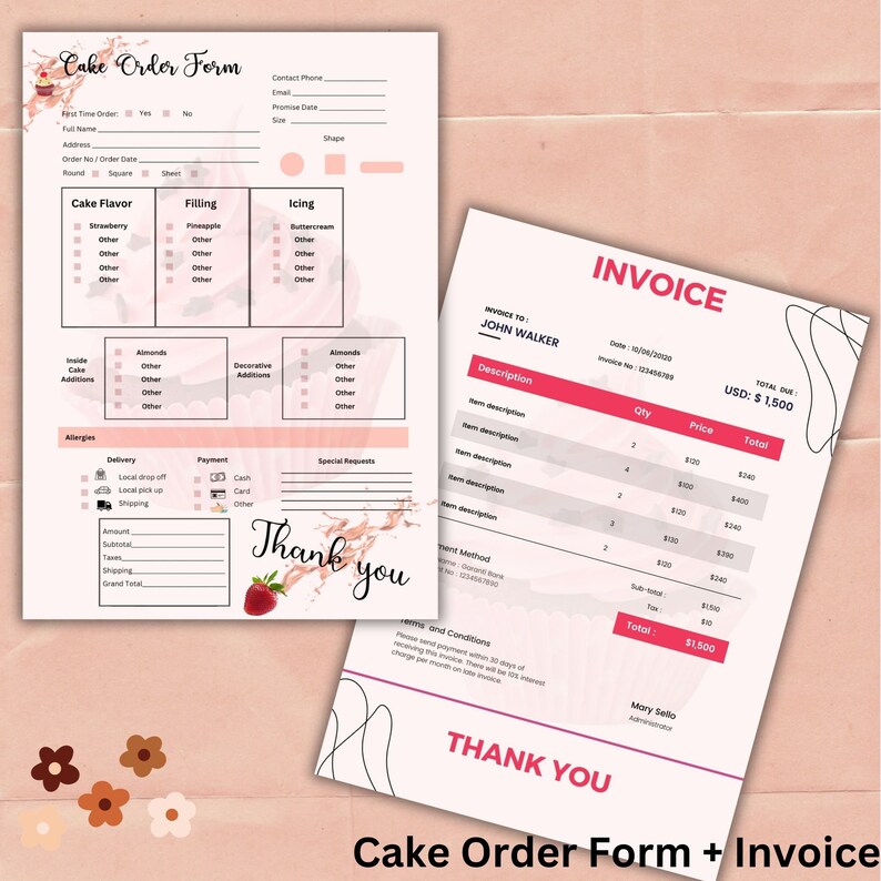 Bakery Order Form Cake Order Form Template Cookie Order Form Digital ...