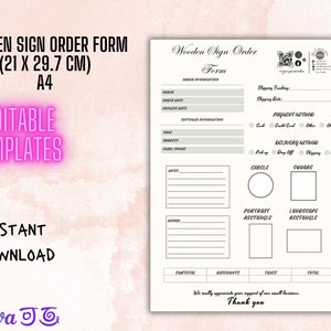 Wooden Sign Order Form Template Printable Craft Sign Order Form ...