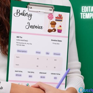 Bakery Invoice Template Receipt Template Business Template Printable ...