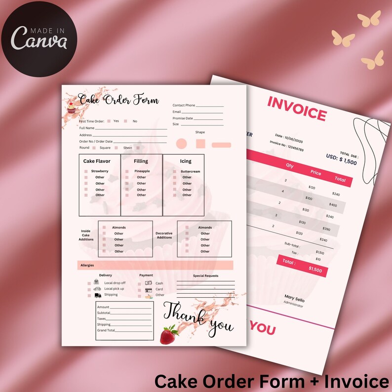 Bakery Order Form Cake Order Form Template Cookie Order Form Digital ...