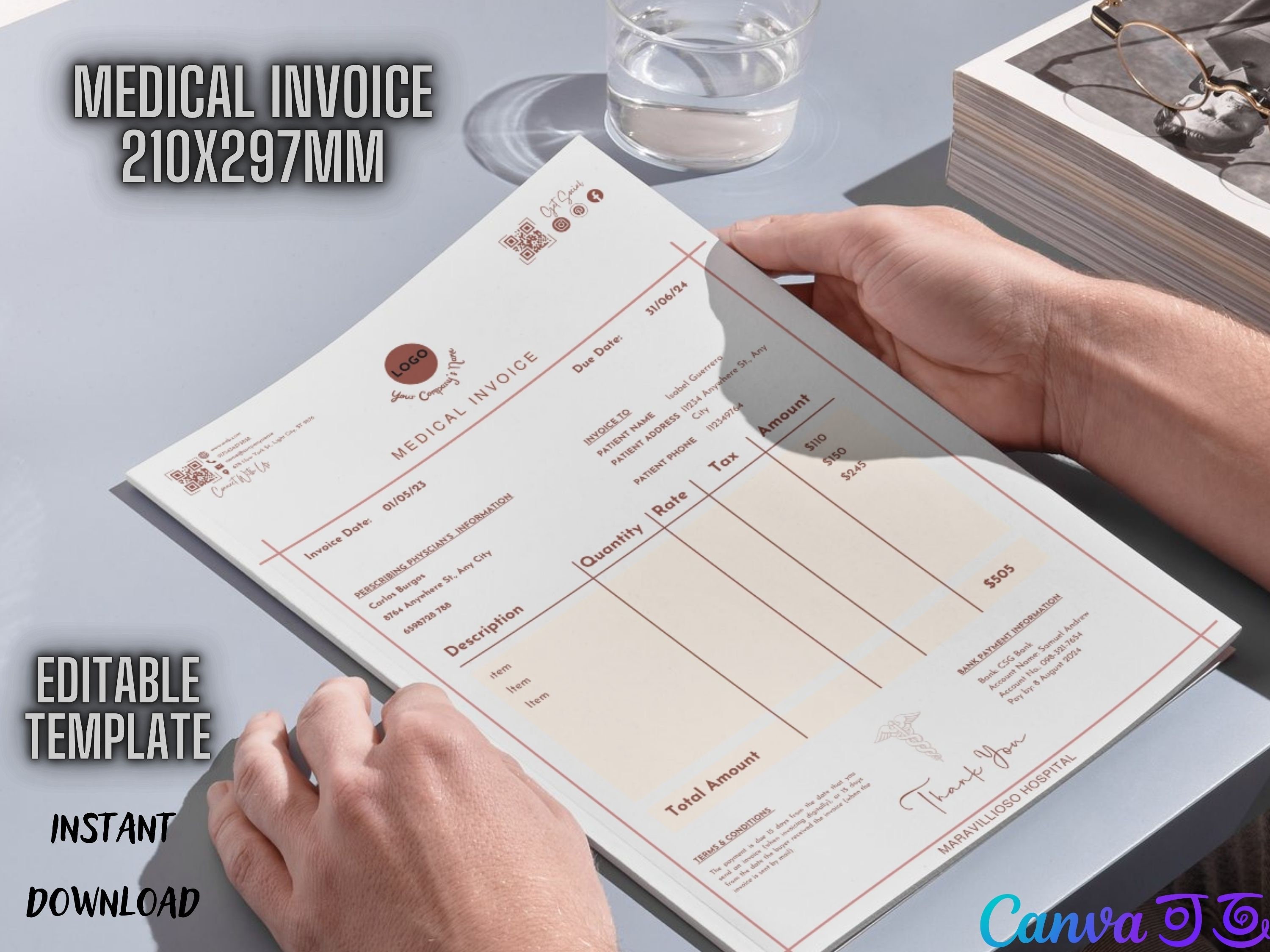 Doctor's Medical Bill Receipt Invoice PDF Template Doctor's Bill ...