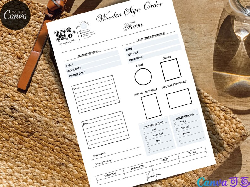 Wooden Sign Order Form Template Printable Craft Sign Order Form ...