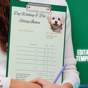 Pet Sitting Invoice Template for Dog Walking Pet Care Dog Grooming and ...