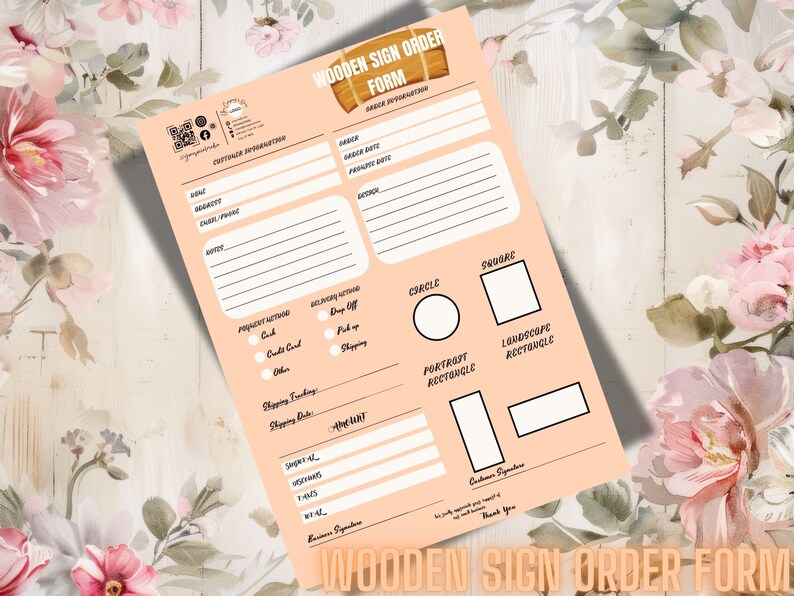 Wooden Sign Order Form Template Printable Craft Sign Order Form ...