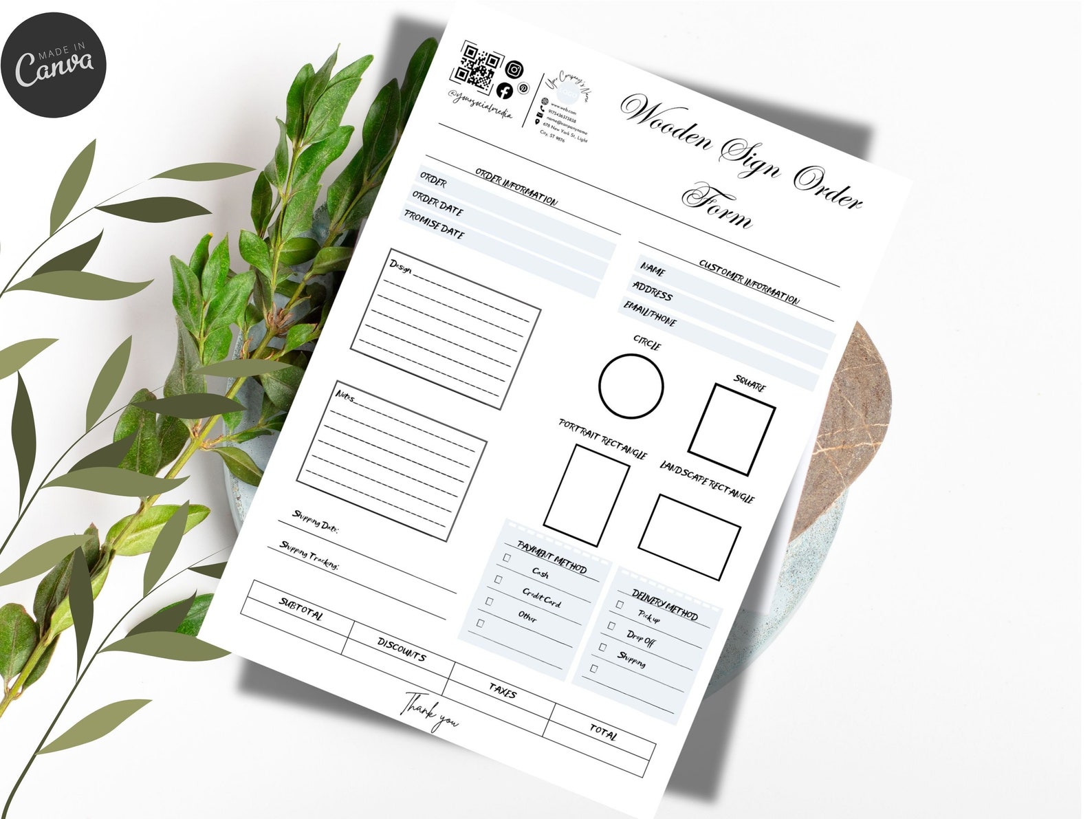 Wooden Sign Order Form Template Printable Craft Sign Order Form ...