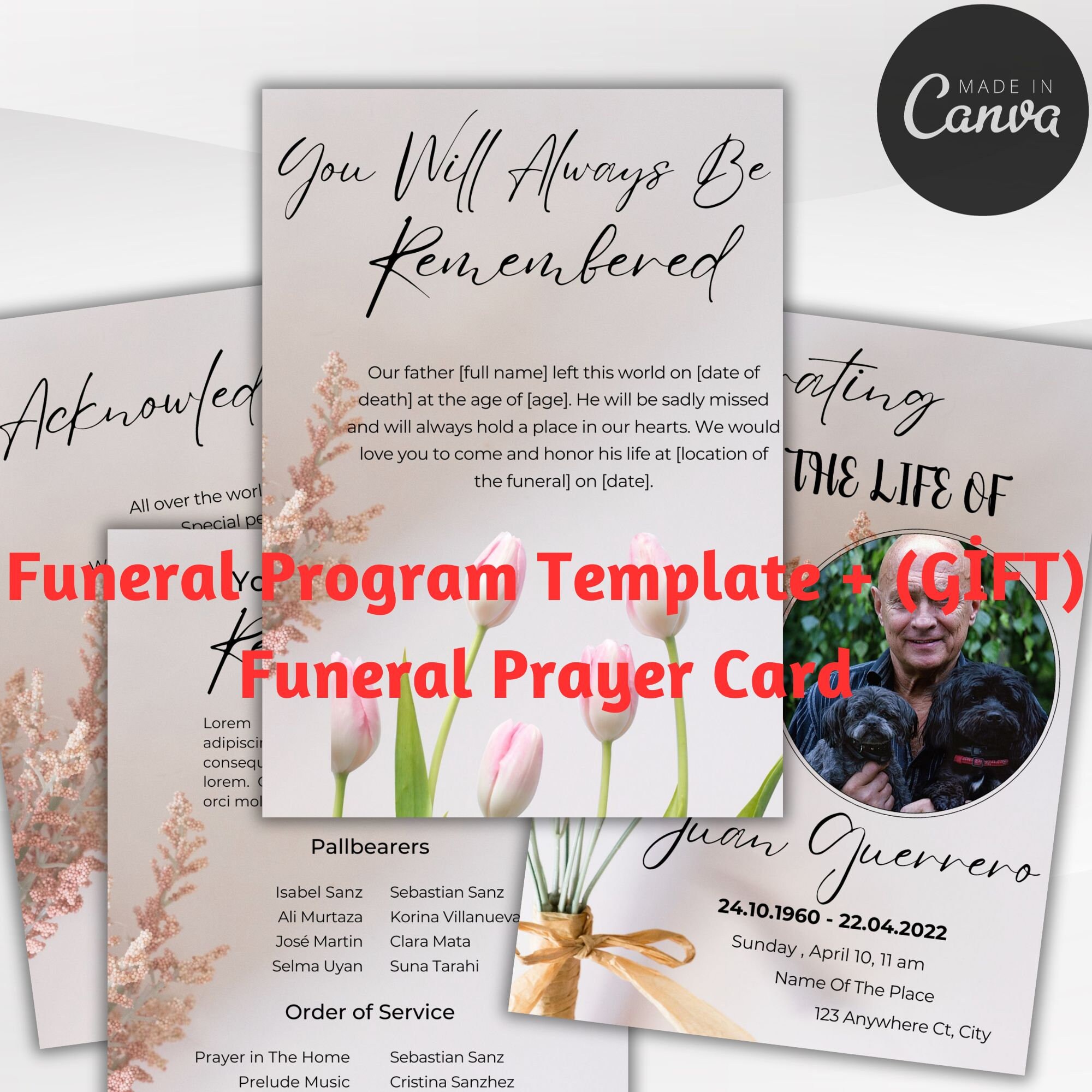 Funeral Bundle Funeral Program Template Memorial Service Template ...