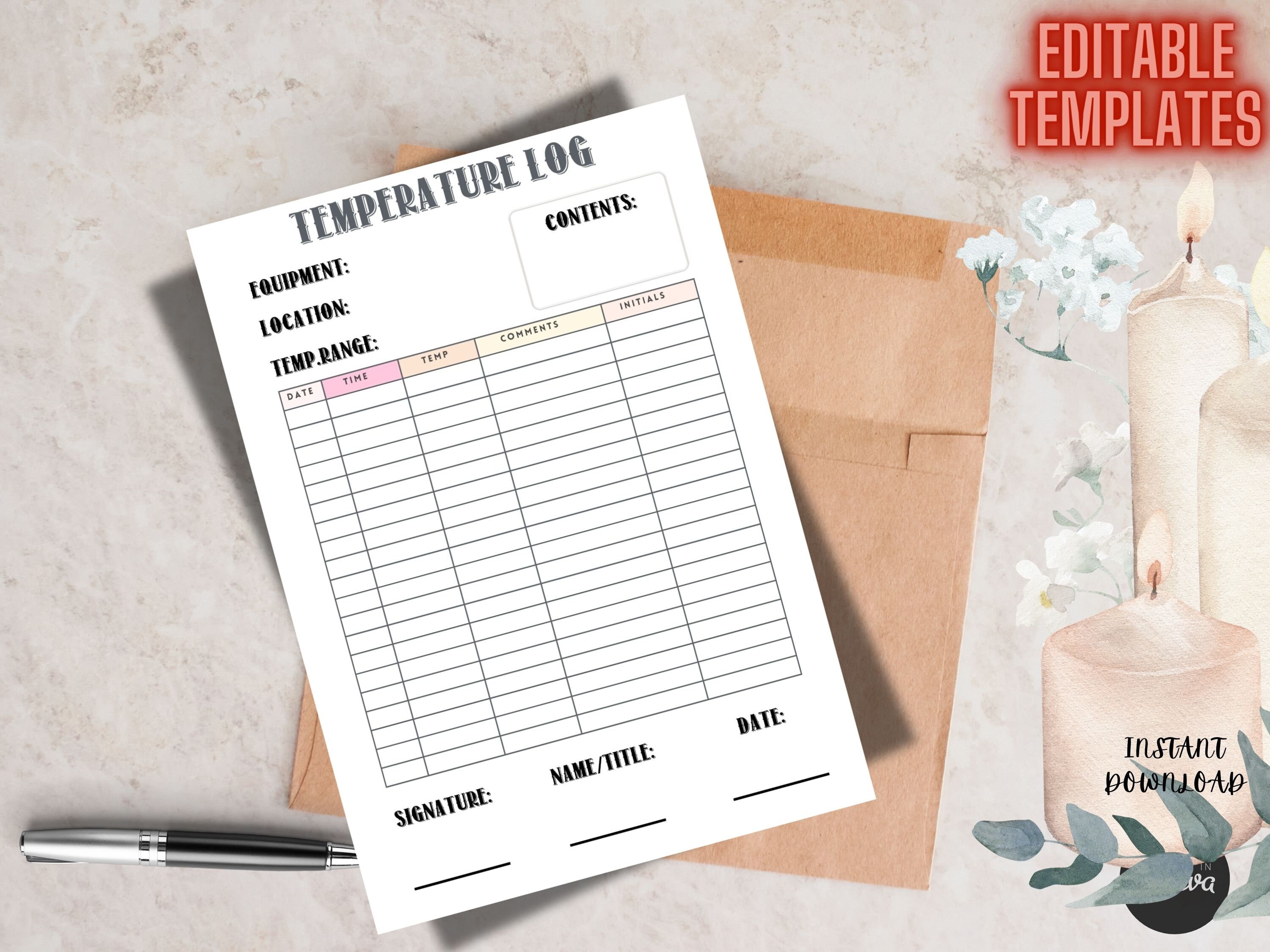 Temperature Log Daily Refrigerator Printable Temperature Check Sheet ...