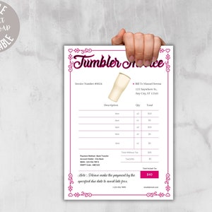 Editable Tumbler Invoice Template Editable Cup Invoice Sublimation ...
