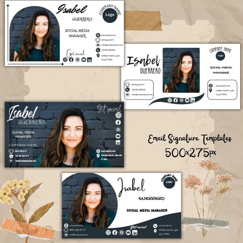 Email Template Canva Editable E-mail Signature Template - Etsy