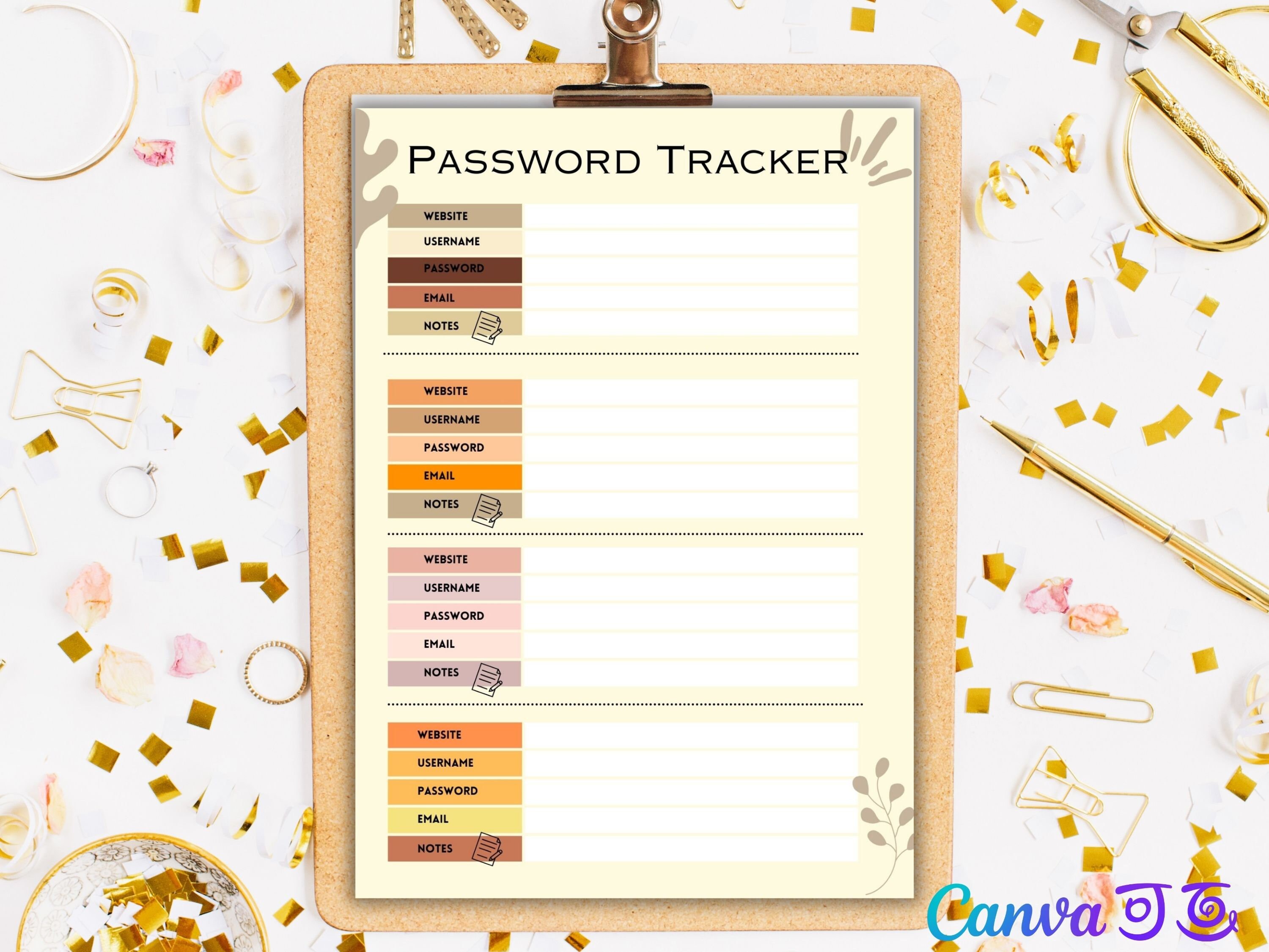 Editable Password Tracker Password Keeper Sheet Password Journal Book ...