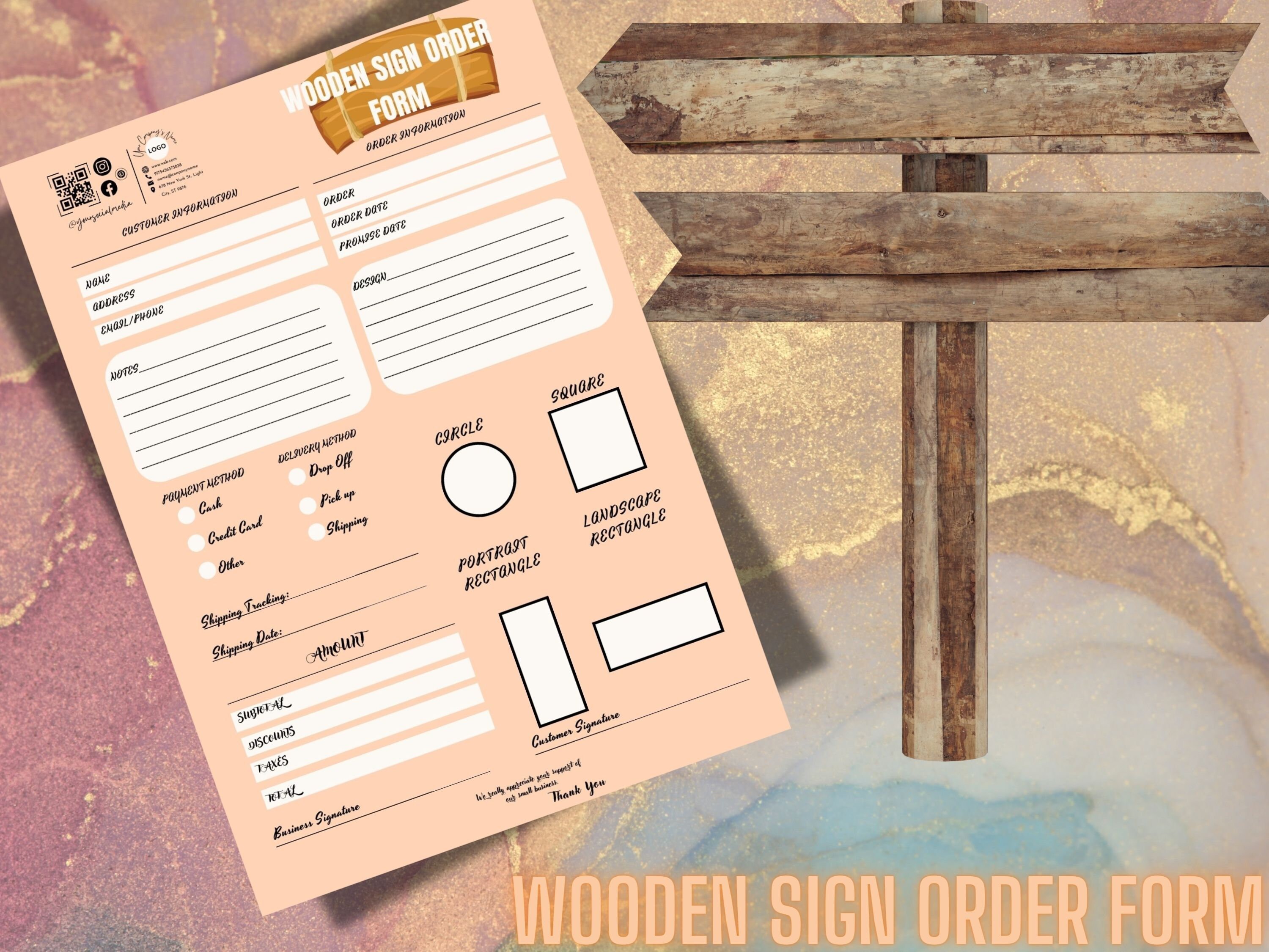Wooden Sign Order Form Template Printable Craft Sign Order Form ...
