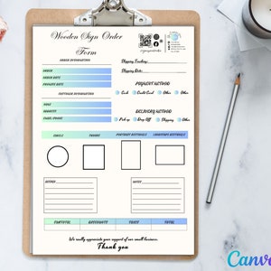 Wooden Sign Order Form Template Printable Craft Sign Order Form ...
