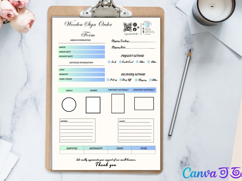 Wooden Sign Order Form Template Printable Craft Sign Order Form ...