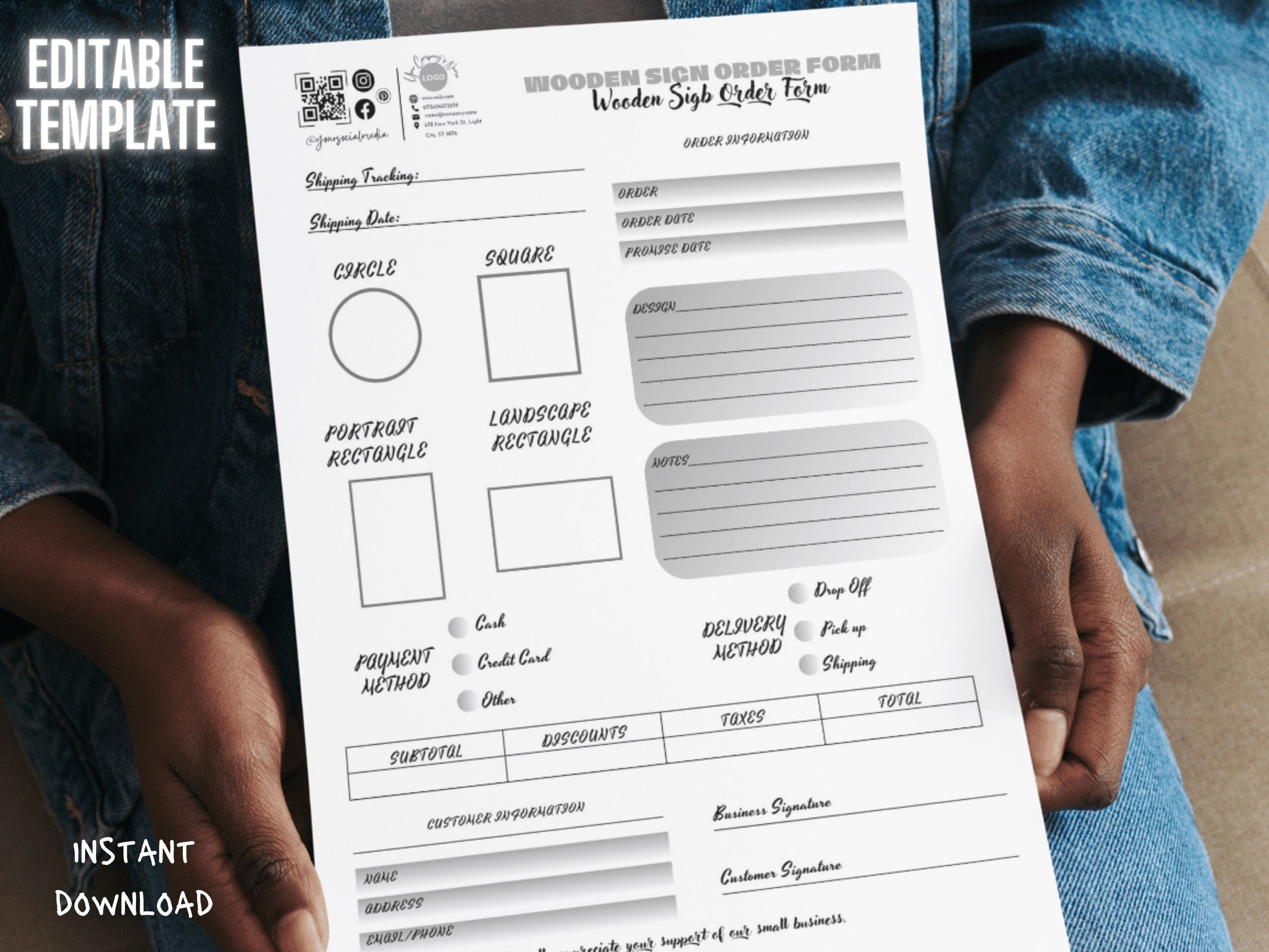 Wooden Sign Order Form Template Printable Craft Sign Order Form ...